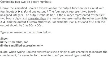 Solved Comparing Two Two Bit Binary Numbers Derive The Chegg