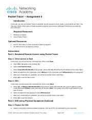 Remote Access Using Packet Tracer For Cisco Networking Course Hero
