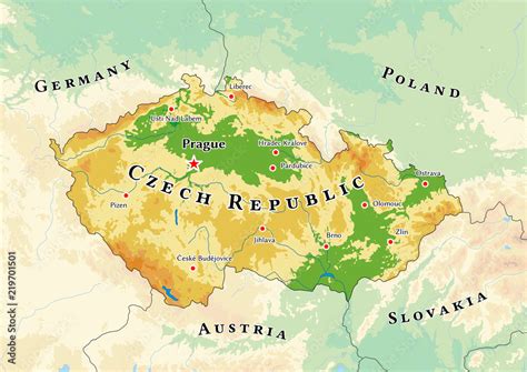 Physical Map Of Czech Republic