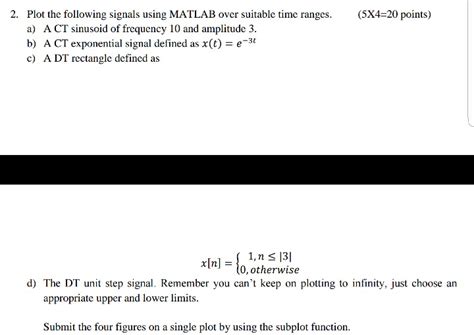 Solved Plot The Following Signals Using Matlab Over Chegg