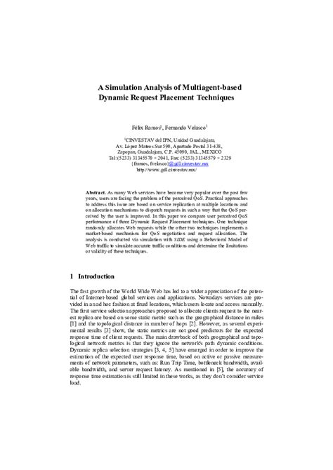 Pdf A Simulation Analysis Of Multiagent Based Dynamic Request Placement Techniques