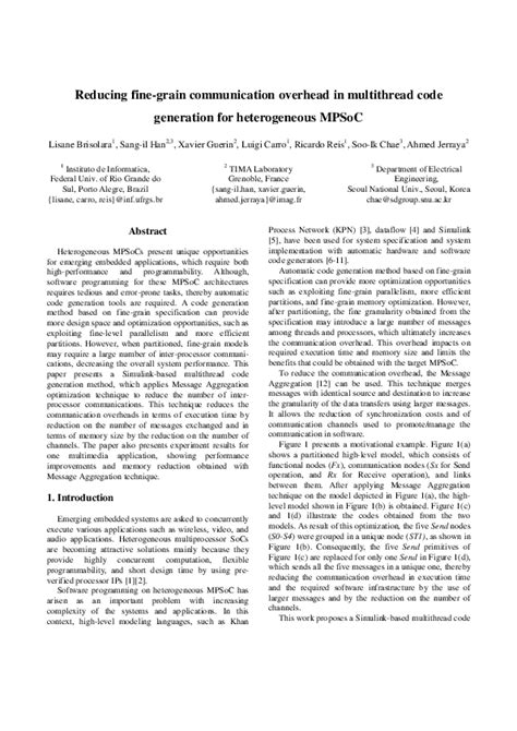 Pdf Reducing Fine Grain Communication Overhead In Multithread Code Generation For