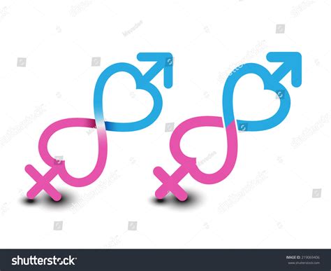 Vektor Stok Gender Symbol Male Female Symbols Combination Tanpa