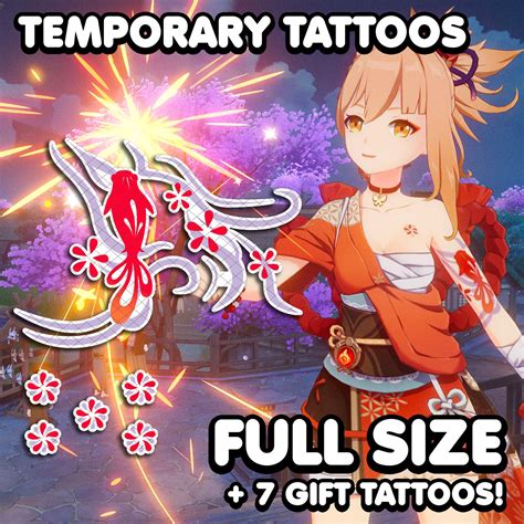 Yoimiya Naganohara Genshin Impact Temporary Tattoos Full Set A Alunacreates