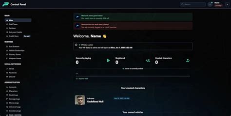 Create User Control Panel For Your Fivem Or Ragemp Server By Eldardautovic Fiverr
