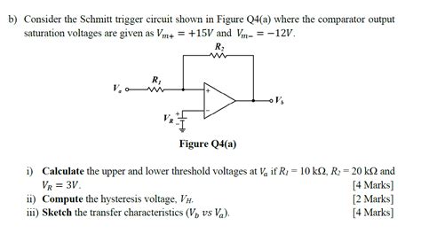 Solved B Consider The Schmitt Trigger Circuit Shown In