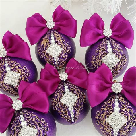 Набор ёлочных шаров в фиолетовом цвете купить на Ярмарке Мастеров Gya77ru Елочные игрушки