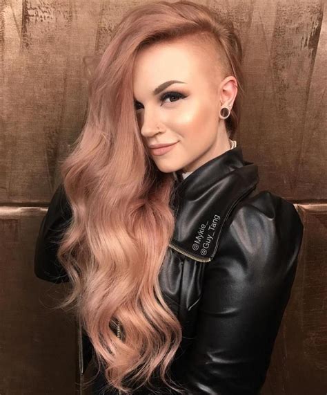 Half Shaved Head With Mermaid Waves Half Shaved Head Hairstyle Shaved Long Hair Shaved Hair
