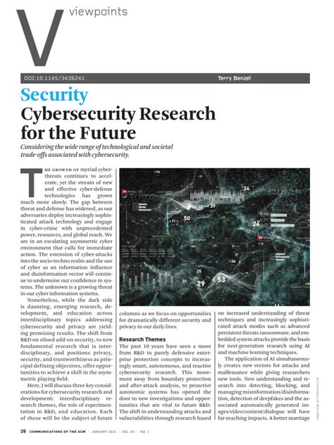 Cybersecurity Research For The Future Pdf Computer Security Security