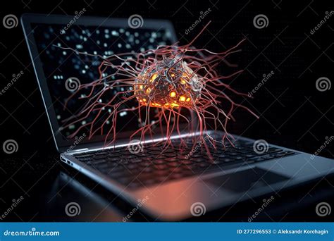 Artificial Intelligence With Neural Networks On Laptop Monitor Screen In Cyberspace Generative
