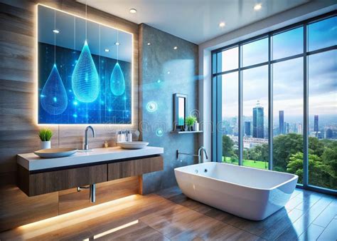 Experience The Future Of Smart Bathrooms Iotenabled Holographic Water Monitoring And Minimalist