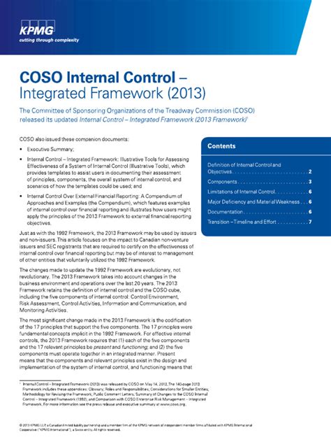 Coso Internal Control Framework Pdf