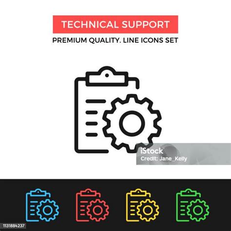 벡터 기술 지원 아이콘입니다 유지 관리 프리미엄 품질의 그래픽 디자인 현대 징후 개요 기호 컬렉션 간단한 얇은 라인 아이콘 세트 It 지원에 대한 스톡 벡터 아트 및 기타