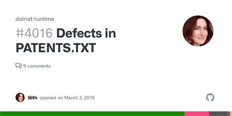 Defects In PATENTS TXT Issue 4016 Dotnet Runtime GitHub