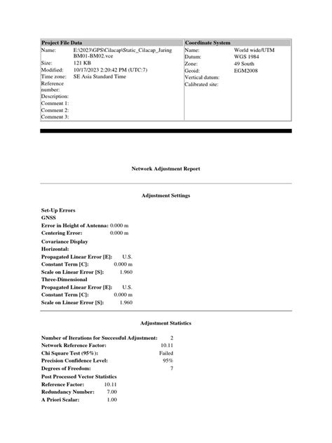 Network Adjustment Report Pdf Navigation Cartography