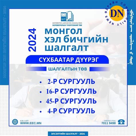 Монгол хэл бичгийн шалгалт зохион байгуулагдах байршлууд Dnn Mn