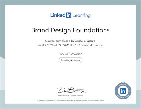 anshu gupta 🎨 on linkedin certificate of completion