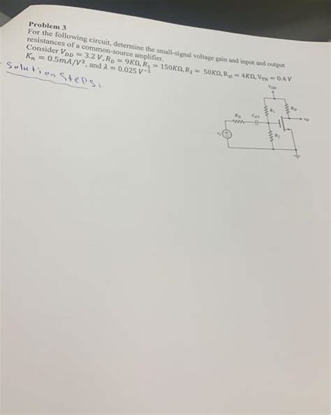 solved problem 3 for the following circuit determine the