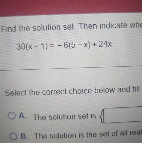 Solved Find The Solution Set Then Indicate Chegg Com