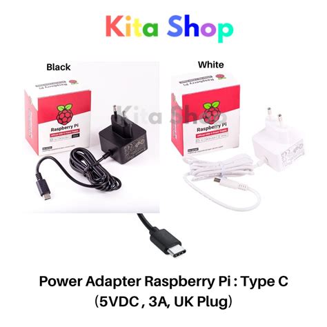 Raspberry Pi 4 Power Adapter 5VDC 3A Type C UK Plug Shopee Malaysia