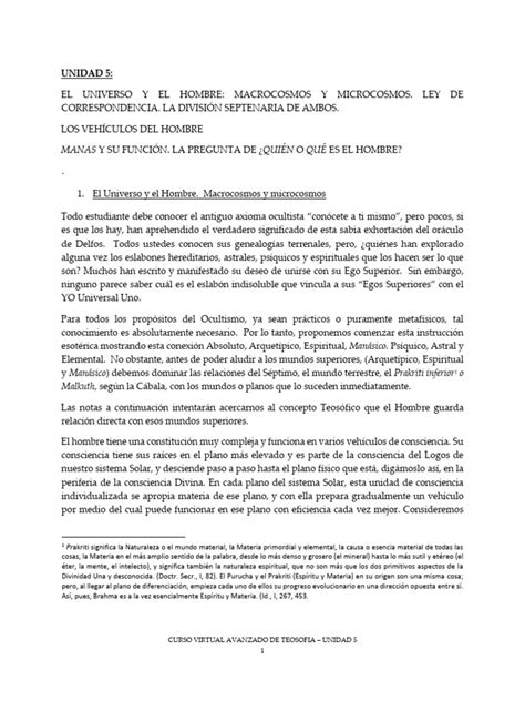 El Universo Y El Hombre Macro Y Micro Pdf Vida Mente