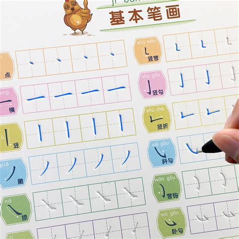 笔画笔顺偏旁部首练字帖一年级学前幼儿园儿童小学生凹槽数字描红 虎窝淘