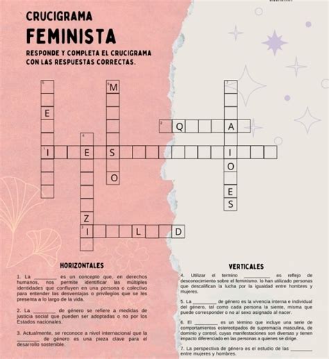 Resueltocrucigrama Feminista Responde Y Completa El Crucigrama Con Las