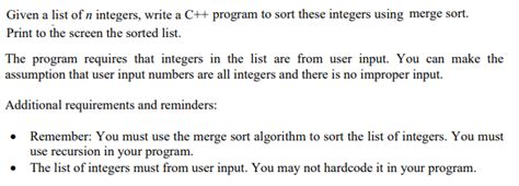 solved given a list of n integers write a c program to