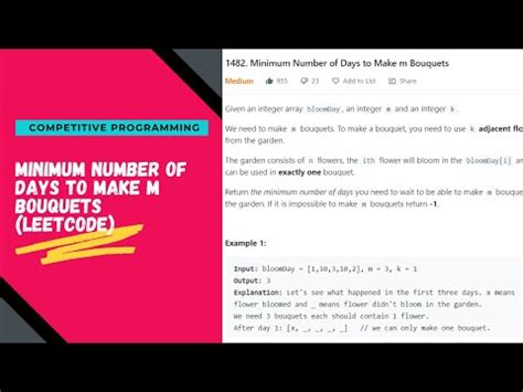 Minimum Number Of Days To Make M Bouquets Binary Search Leetcode