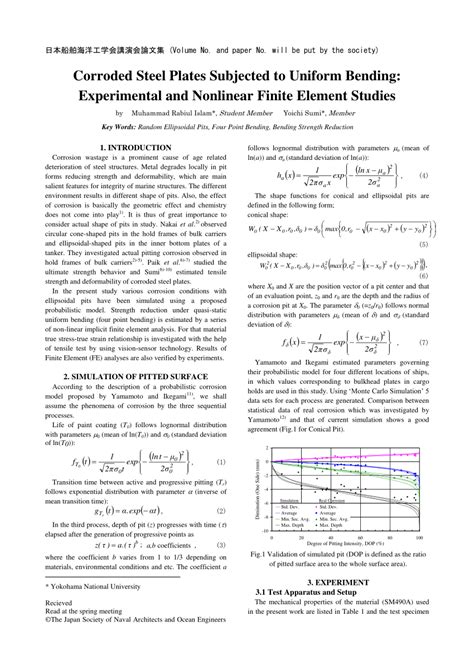 Pdf Corroded Steel Plates Subjected To Uniform Bending Experimental And Nonlinear Finite