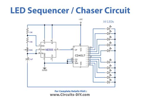 Led Sequencer Chaser Using Ne555 And Cd4017