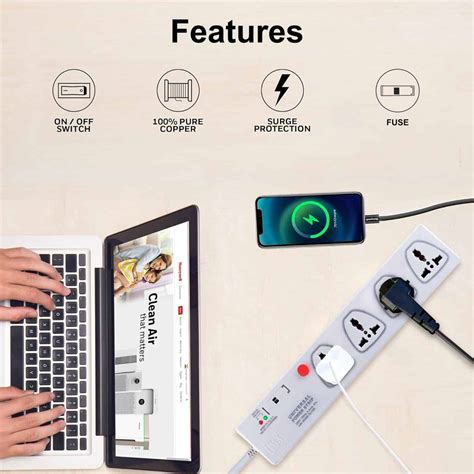 Mx 4 Outlet Power Strip With Universal Socket Master Switch With Built In Fuse Power Cable 5
