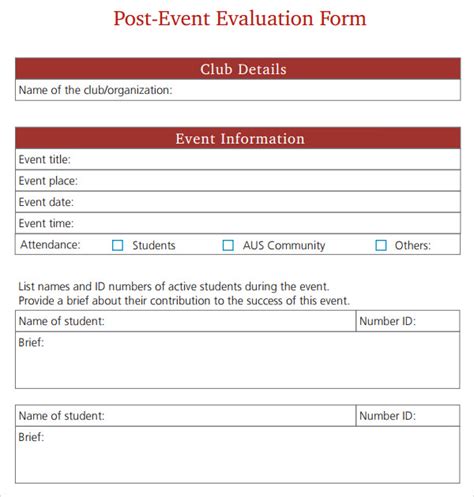 Event Evaluation Form Sample Questions Master Of Template Document