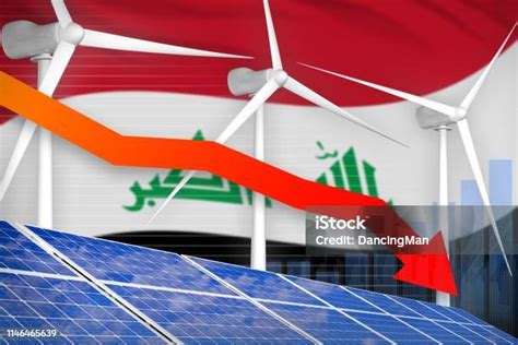 이라크 태양과 바람 에너지 낮추는 차트 아래로 화살표현대 자연 에너지 산업 그림 3d 일러스트레이션 0명에 대한 스톡 사진 및 기타 이미지 Istock