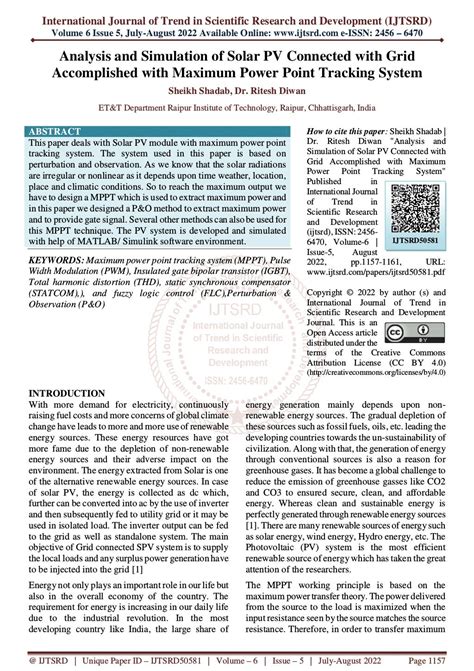 Analysis And Simulation Of Solar Pv Connected With Grid Accomplished