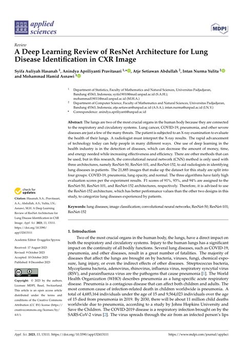 Pdf A Deep Learning Review Of Resnet Architecture For Lung Disease Identification In Cxr Image