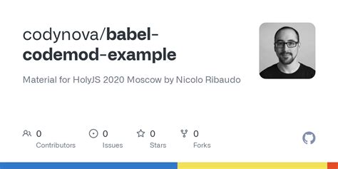 github codynova babel codemod example material for holyjs 2020