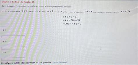 solved chapter 1 section 1 6 question 05 solve the system
