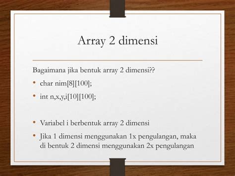Materi Array 1 Dimensi 2 Dimensimultidimensi Pptx