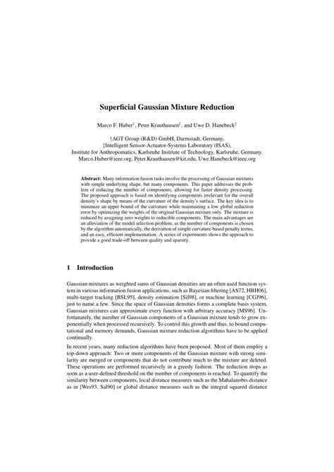 Pdf Superficial Gaussian Mixture Reduction