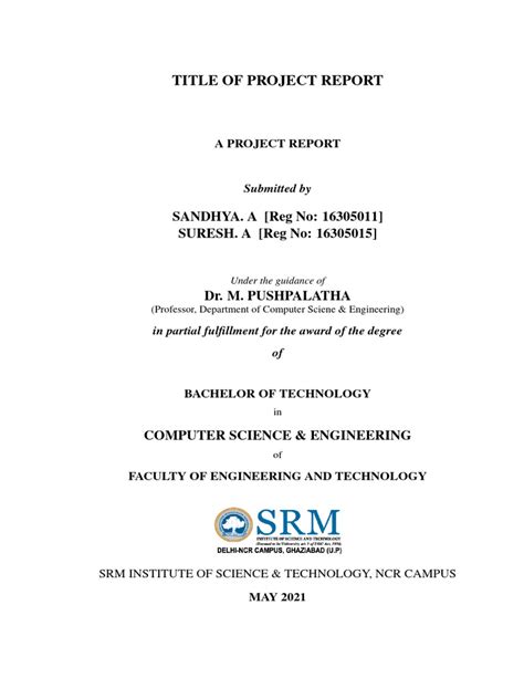 Srm Project Report Format Pdf