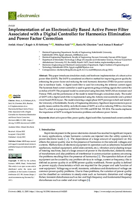 Pdf Implementation Of An Electronically Based Active Power Filter