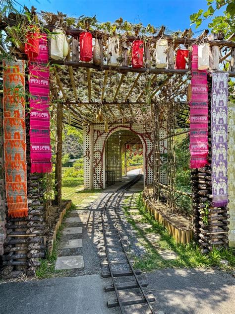Bamboo Passageway With Red Lanterns Editorial Stock Image Image Of