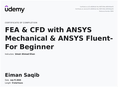 Completed Fea And Cfd Course On Udemy Eiman Saqib Posted On The Topic Linkedin