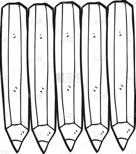 黑白卡通彩色铅笔