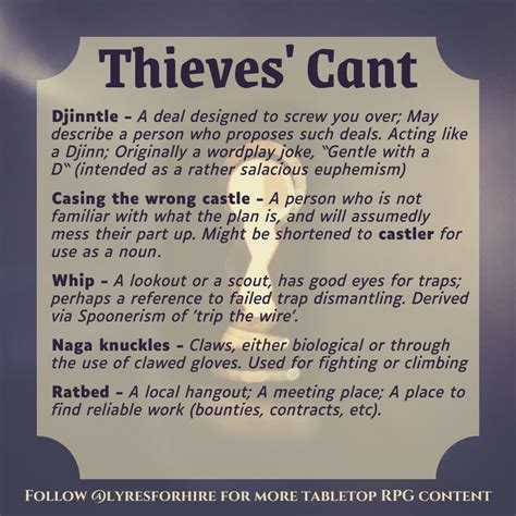 Thieves Cant 39 Dnd Languages Dnd Funny Dnd 5e Homebrew