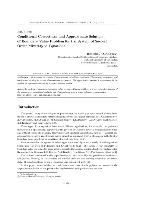 Pdf Conditional Correctness And Approximate Solution Of Boundary