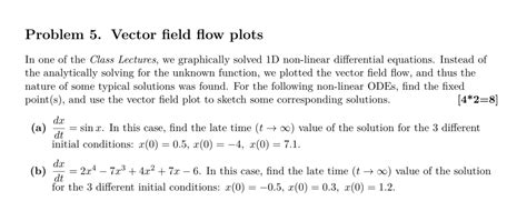 Solved Problem Vector Field Flow Plots In One Of The Chegg