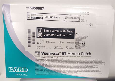 New Bard 5950007 Ventralex St Hernia Patch Small Circle With Strap