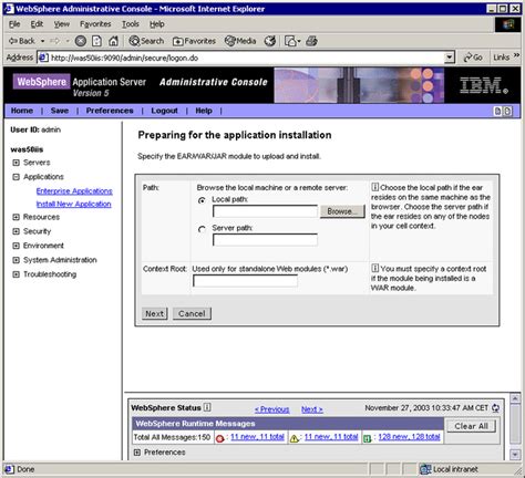 Deploy The Servlet Based Web Server Component On Websphere